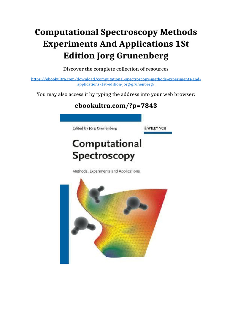 Computational Spectroscopy Methods Experiments and Applications 1st ...