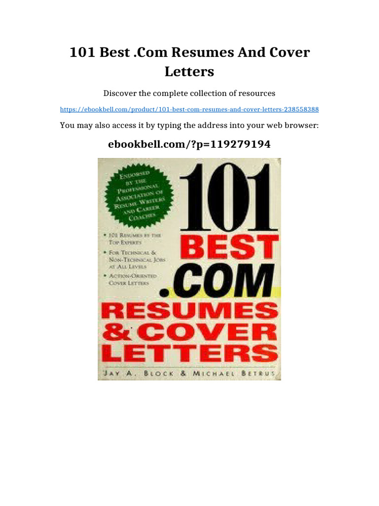 101 Best .Com Resumes and Cover Letters PDF Version | PDF