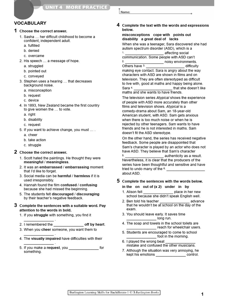 Repaso Unit 4 | PDF | Autism