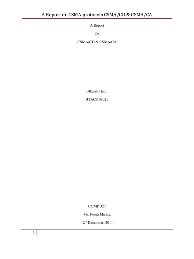 Report On CSMA | PDF | Telecommunications Standards | Internet Protocols