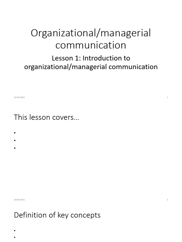 Lesson 1 - Introduction - Organizational - Managerial Communication ...