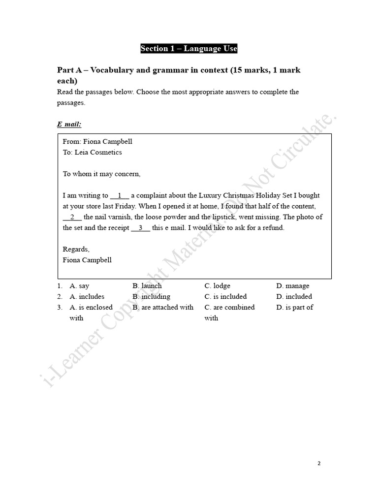 JAE Mock Paper Set 1 Section 1 (Paper Only) Cut | PDF