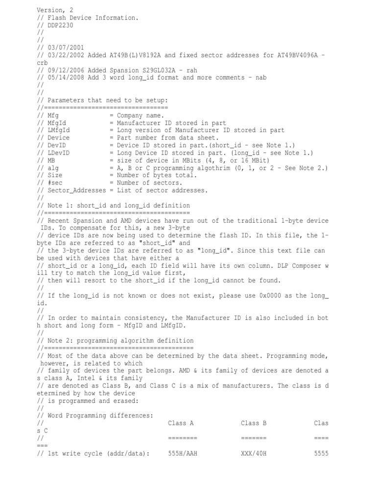 Flash Device Parameters PDF Flash Memory Data