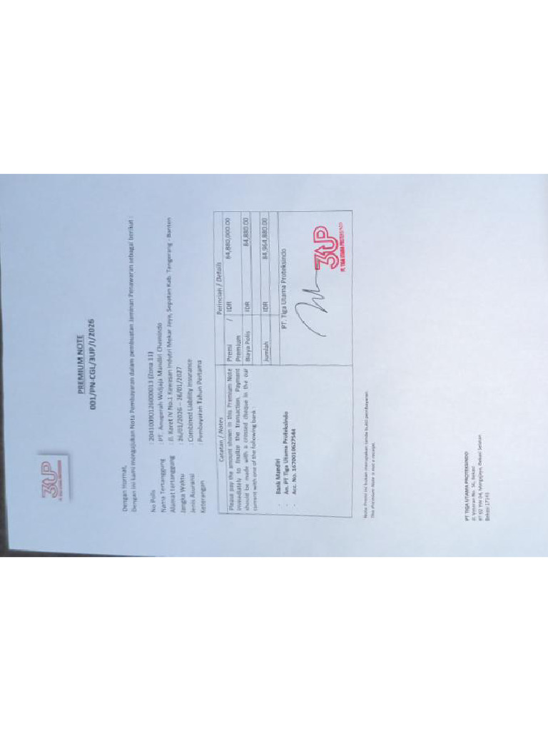 Premium Note PT Anugerah Widjaja | PDF