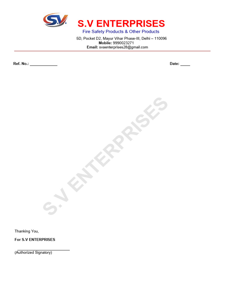 SV Enterprises Letterhead | PDF
