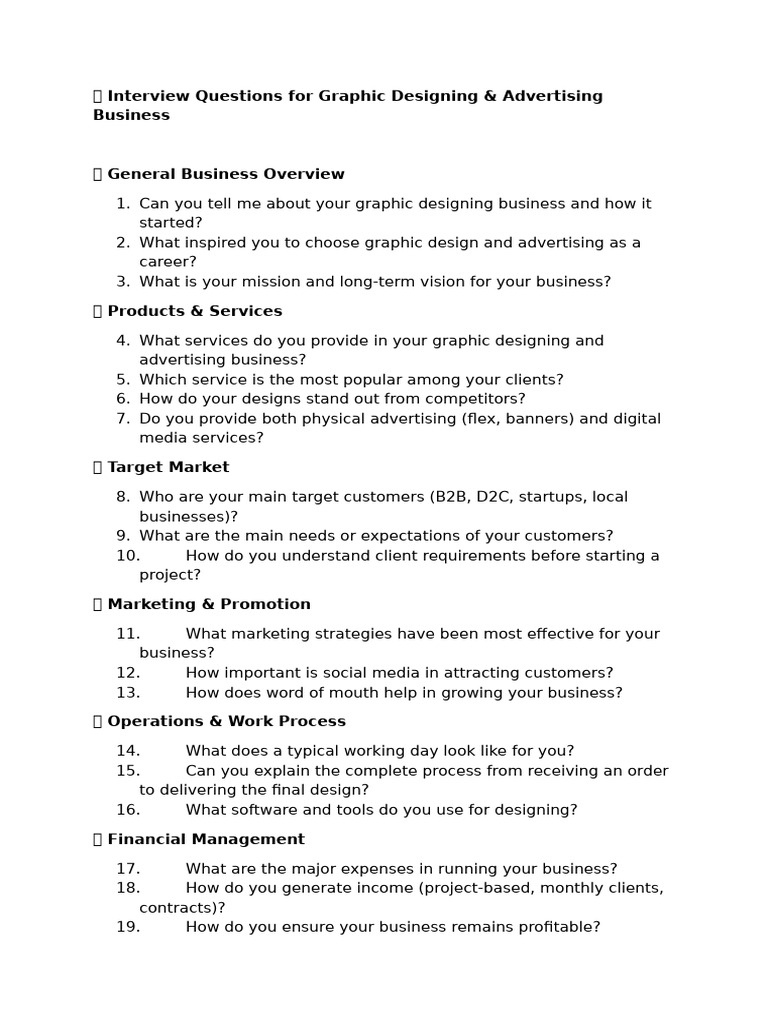 Graphic Designer Interview Questionnaire | PDF