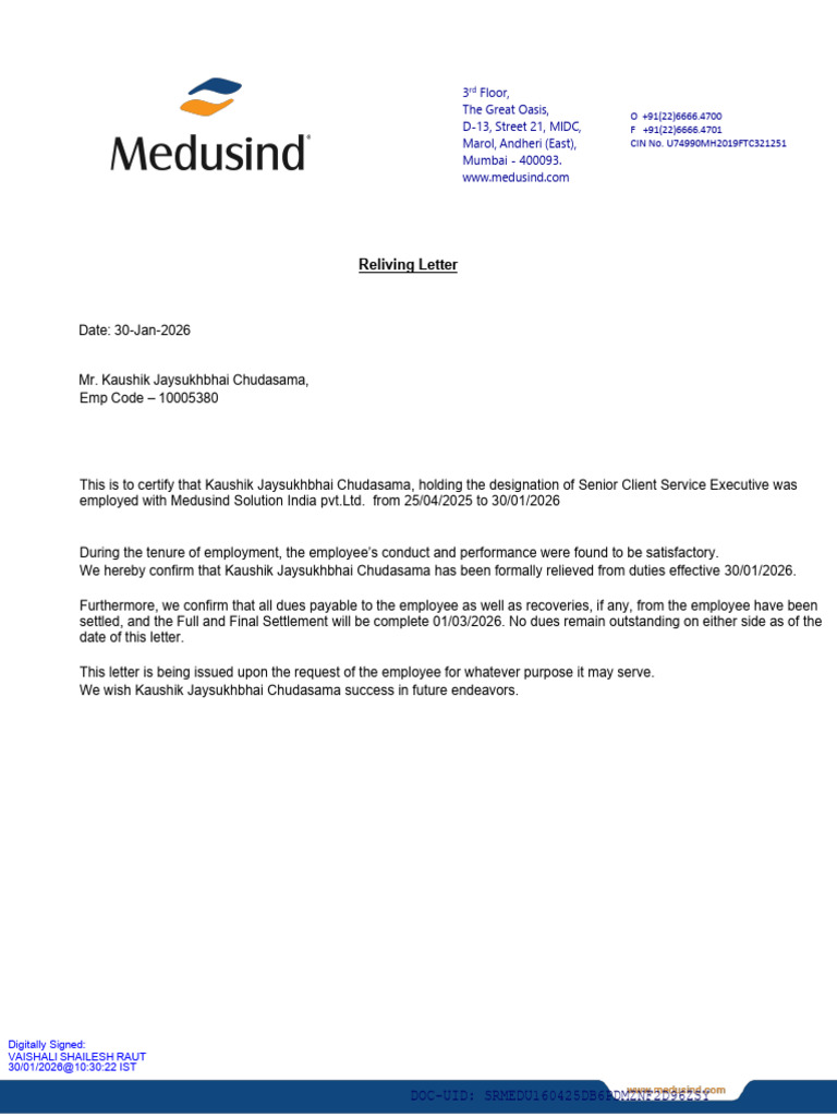 Reliving Letter | PDF