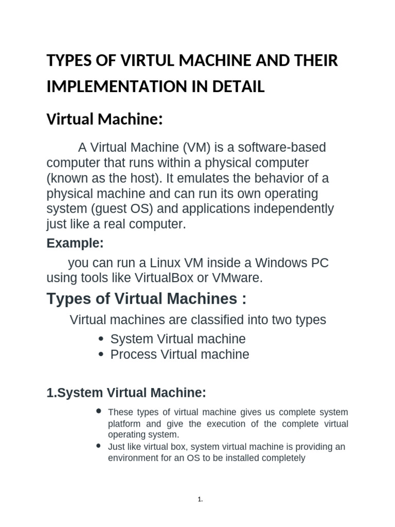 Types of Virtul Machine and Their Implementation in Detail 16 Mark ...