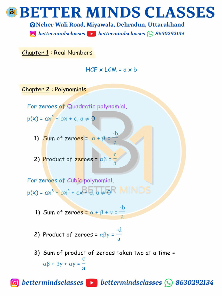 Maths Formula Sheet | PDF