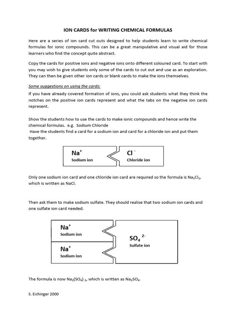Ion Ionic Compounds Formation Cards Indtructions | PDF | Ion | Salt ...
