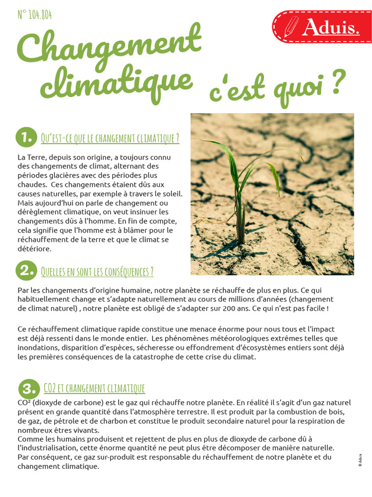 Le Changement Climatique C Est Quoi 104804 SA A FR | PDF | Changement ...