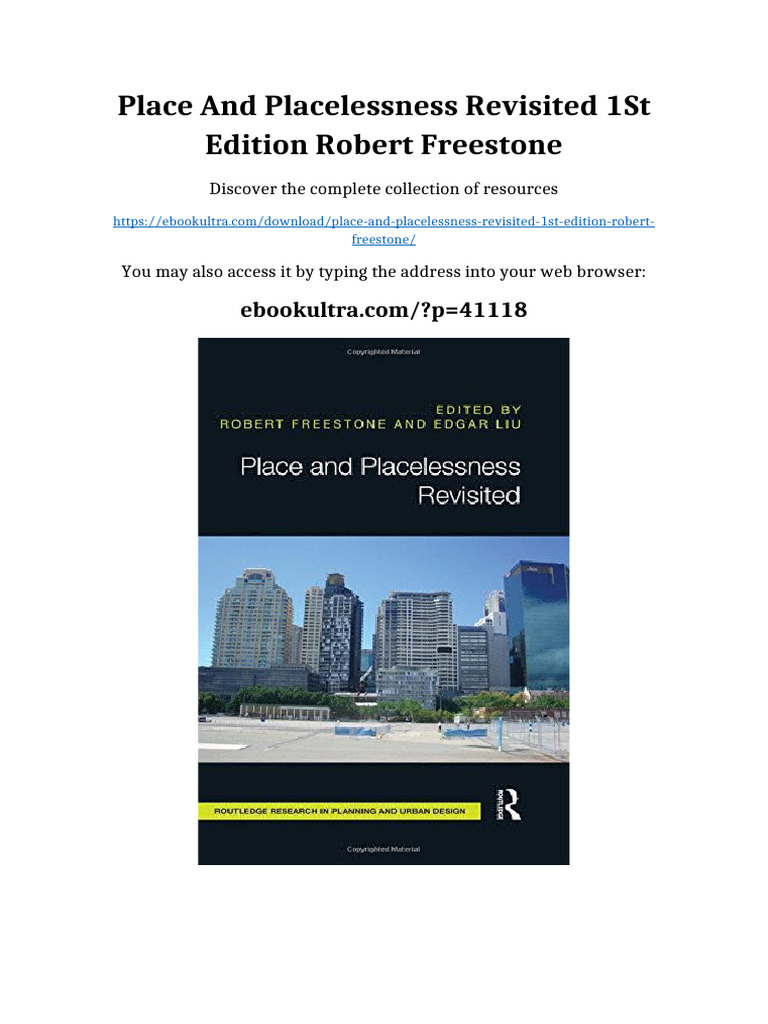 Place and Placelessness Revisited 1st Edition Robert Freestone Full ...