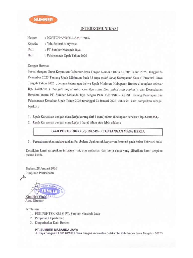 Interkomunikasi Upah 2026 | PDF