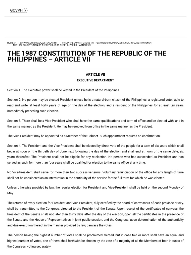 1987 PH Constitution Article Vii | PDF | American Government ...