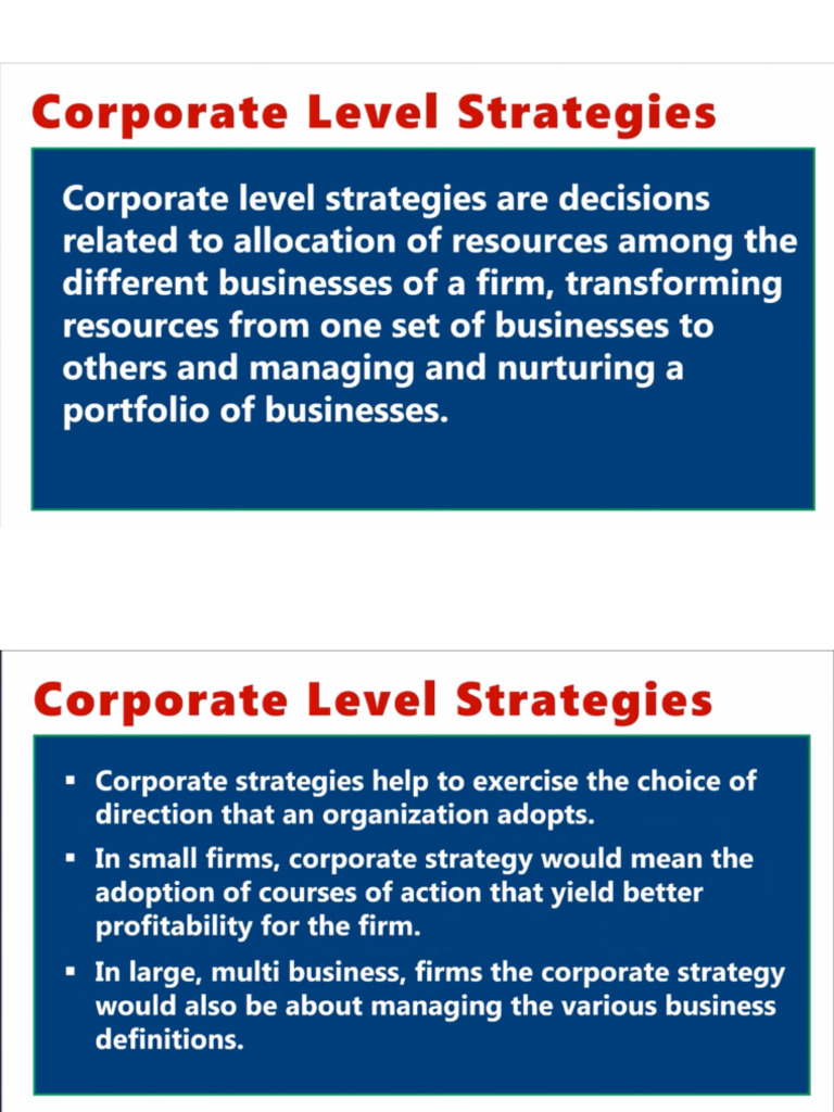 Explanation of Corporate Level Strategy | PDF