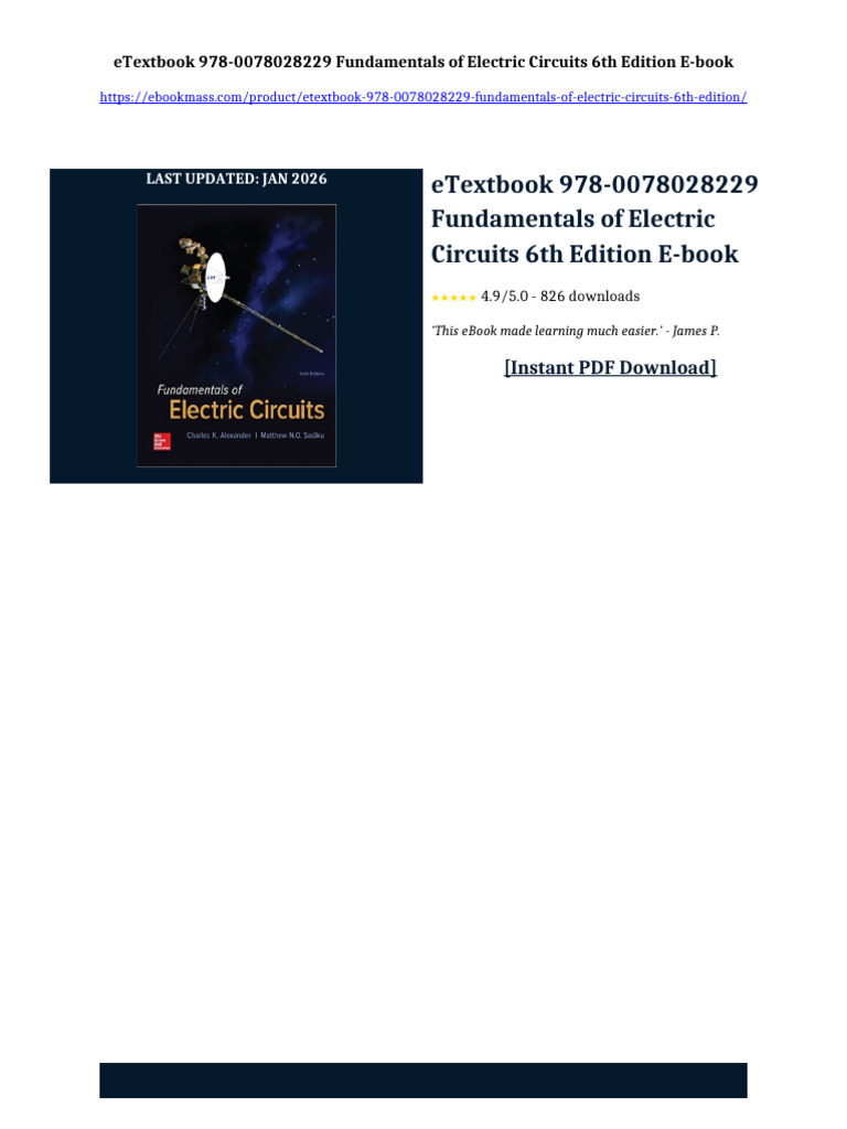 Etextbook 978-0078028229 Fundamentals of Electric Circuits 6th Edition ...
