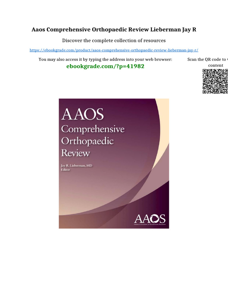 AAOS Comprehensive Orthopaedic Review Lieberman Jay R Download Full ...