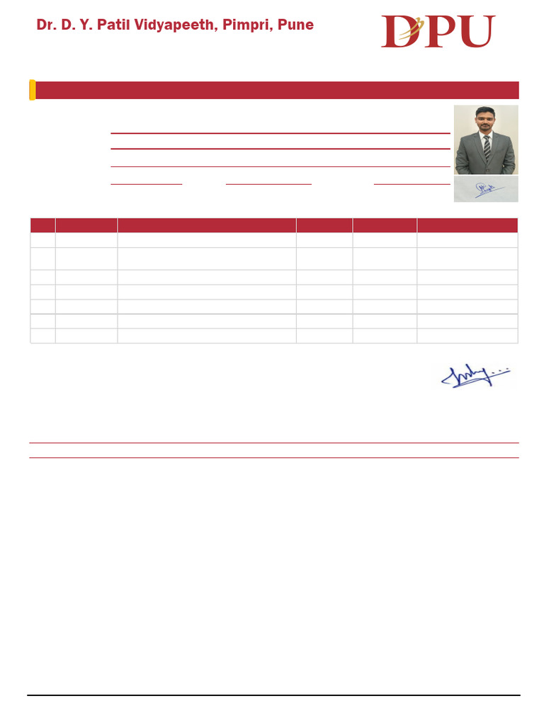 Dr. D. Y. Patil Vidyapeeth, Pimpri, Pune: Hall Ticket | PDF