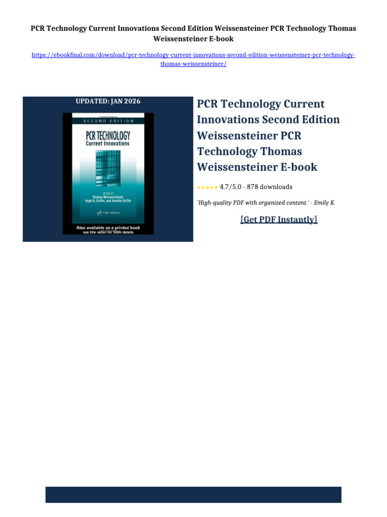 PCR Technology Current Innovations Second Edition Weissensteiner PCR ...