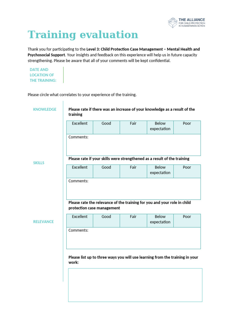 Training Evaluation Form | PDF | Learning | Cognition