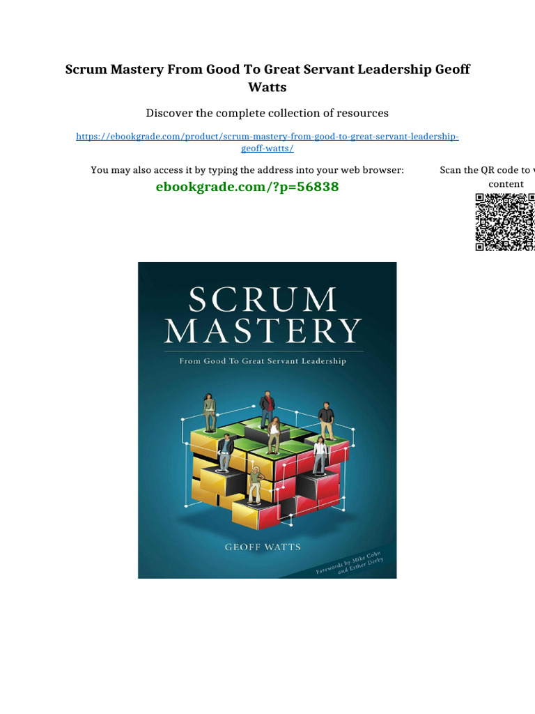 Scrum Mastery From Good To Great Servant Leadership Geoff Watts Full ...
