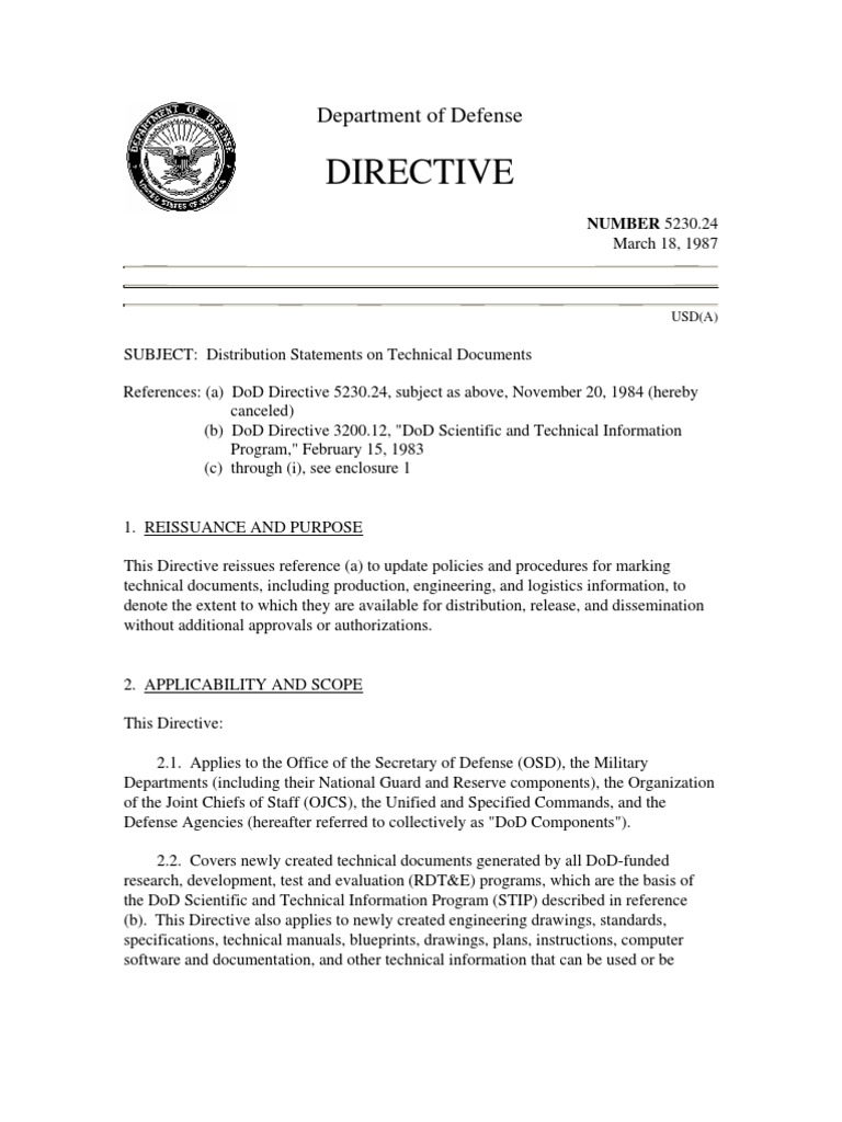 DOD Directive 5230 | Classified Information | United States Department ...