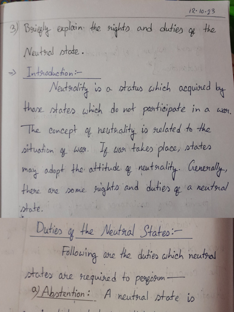 Duties and Rights of The Neutral State | PDF