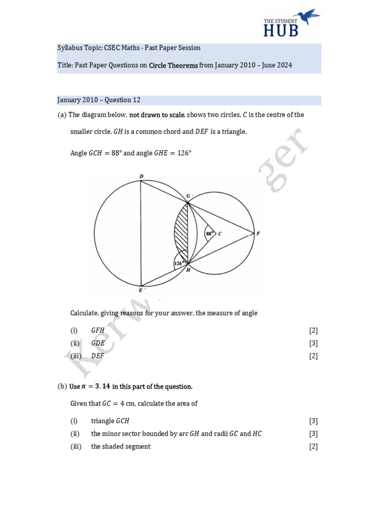 CSEC Maths - Circle Theorems | PDF | Circle | Geometry