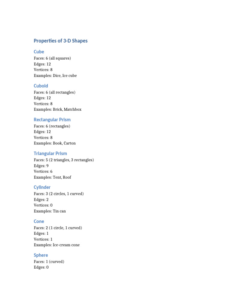 Properties of 3D Shapes | PDF