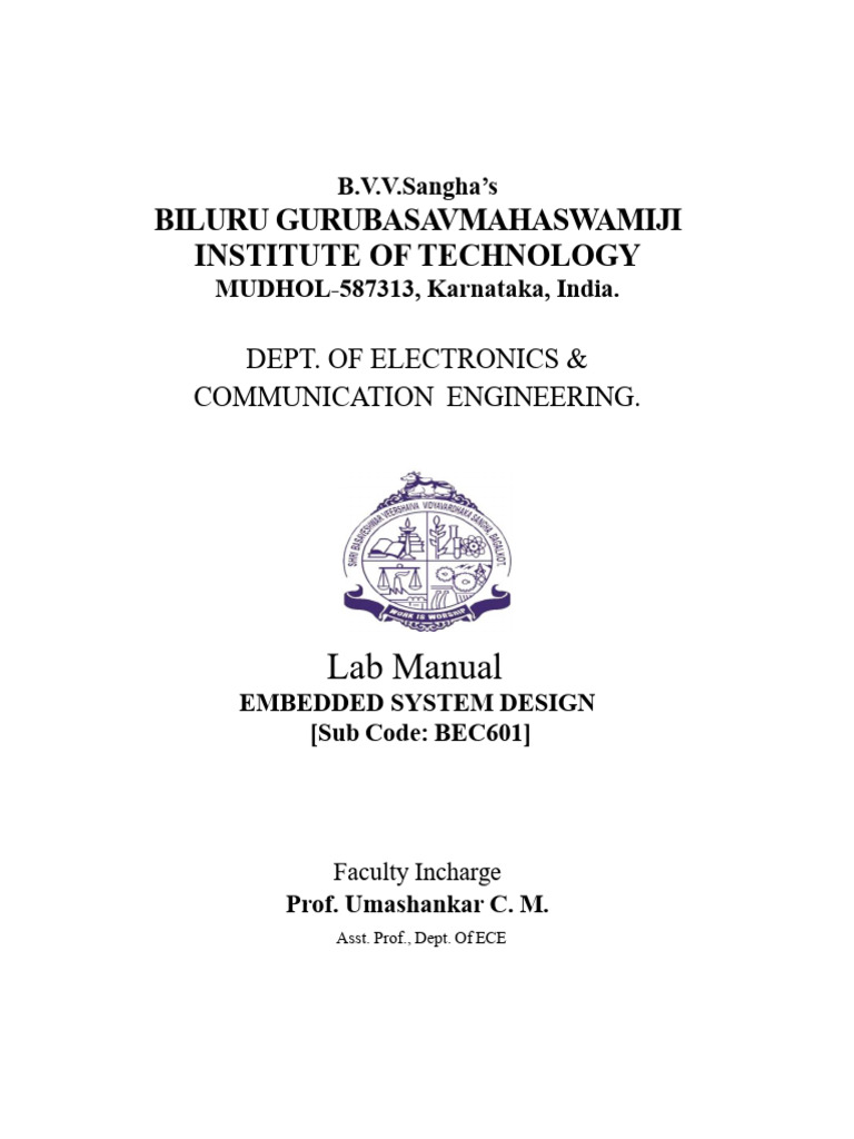 6th SEM Embeded Lab Manual (BEC601) | PDF | Microcontroller | Usb