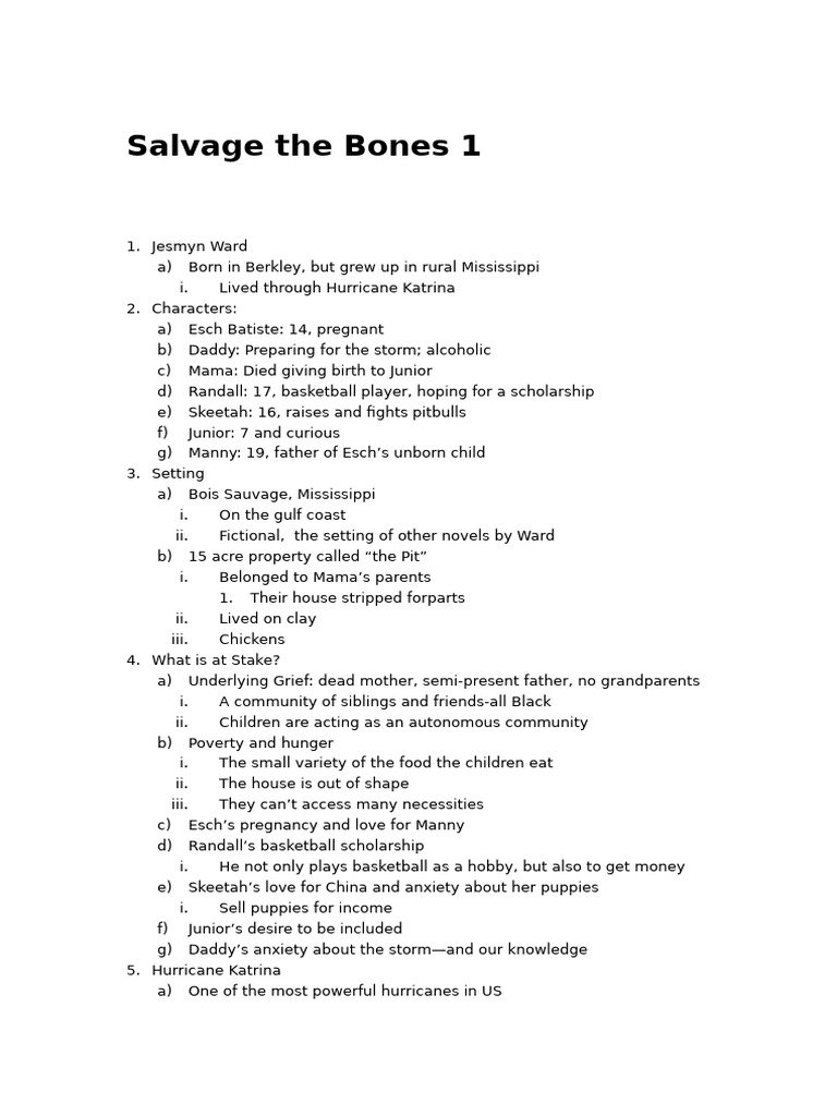 Salvage The Bones 1 | PDF