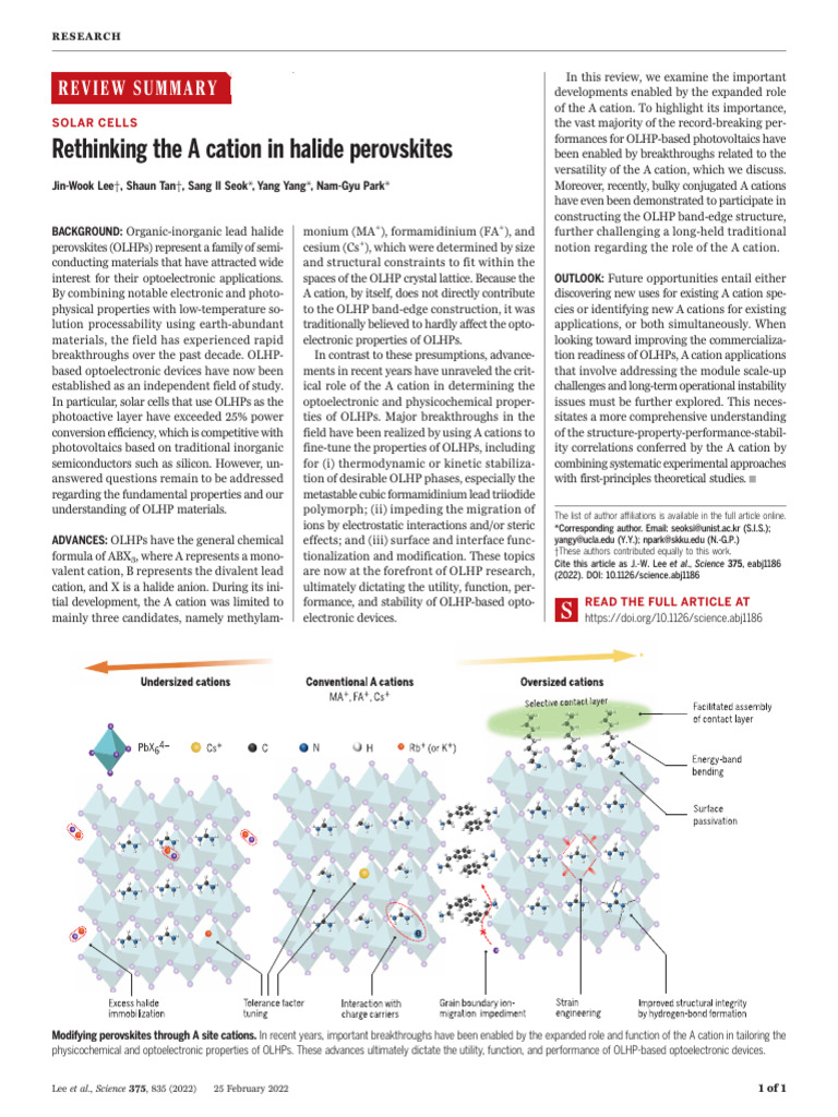Rethinking The A Cation-Science - Abj1186 | PDF | Chemical Substances ...