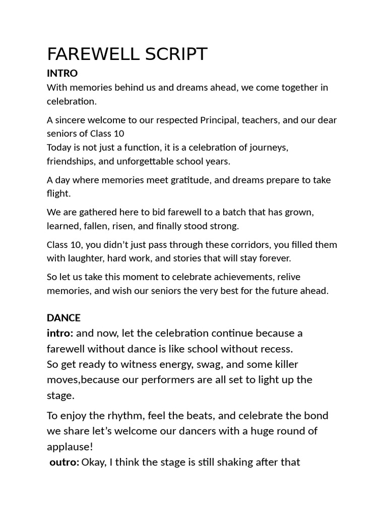 Farewell Script | PDF