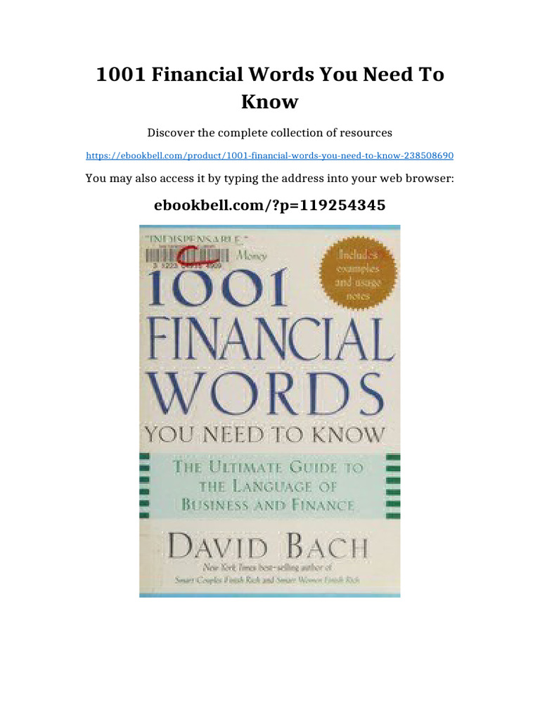 1001 financial words you need to know full chapters instanly | PDF ...