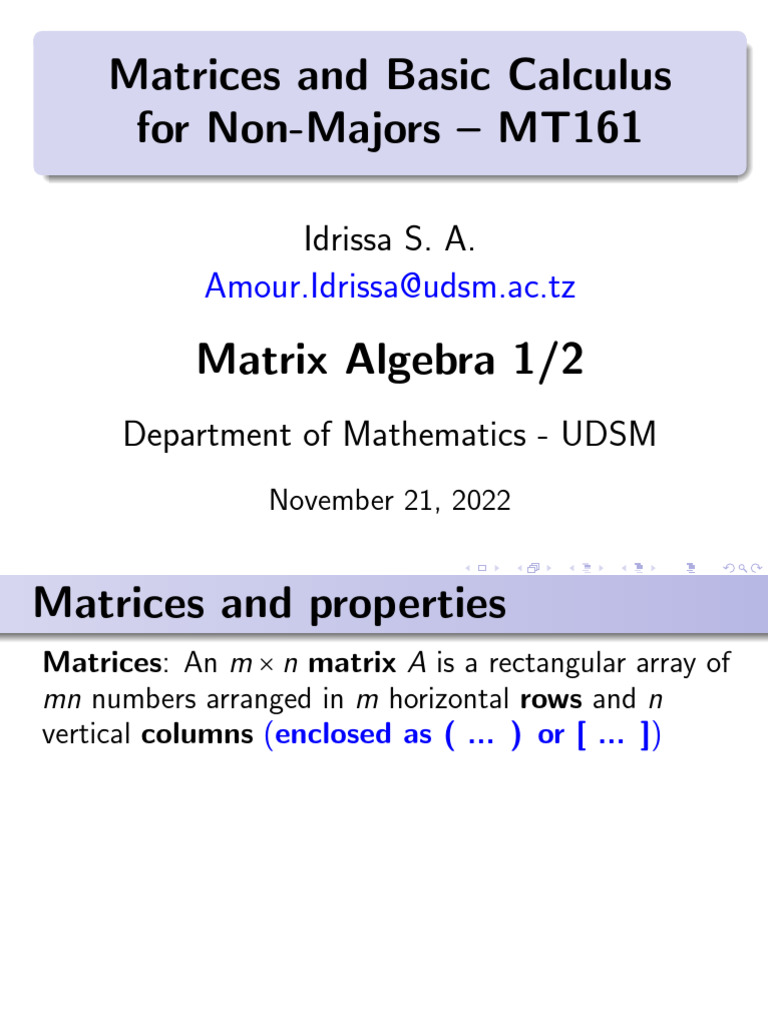 6 Matrix Algebra 1-2 | PDF | Matrix (Mathematics) | Mathematics