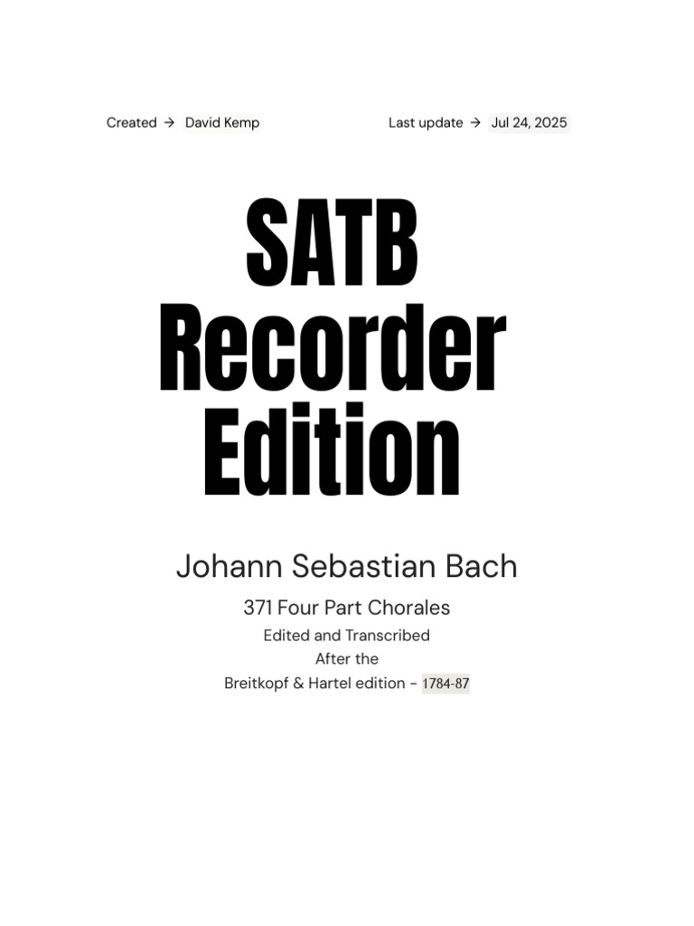 Chorales Bach - Recorder - Edition | PDF | Choral Music | Public Domain ...