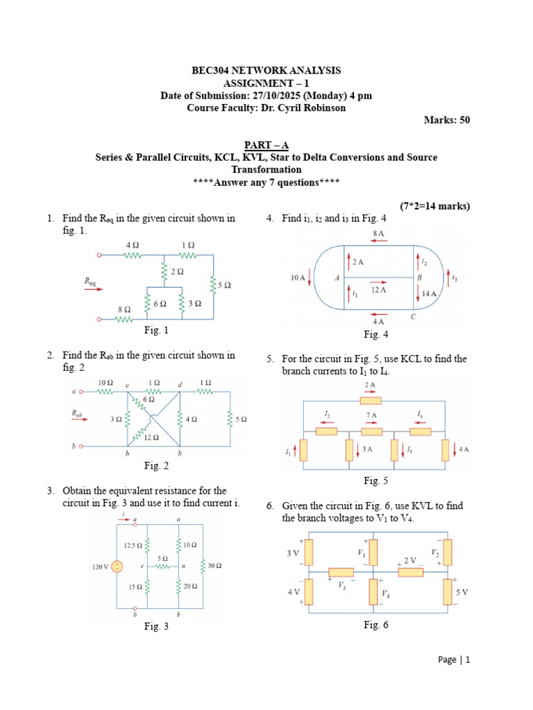 Assignment 1 - Network Analysis | PDF | Network Analysis (Electrical ...
