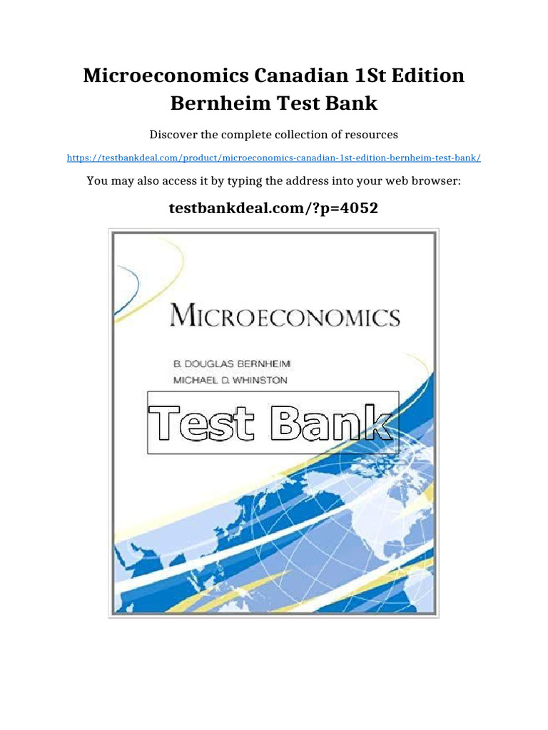 Microeconomics Canadian 1st Edition Bernheim Test Bank Digital Download ...