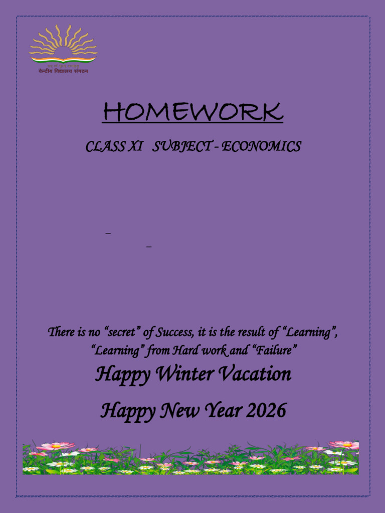 XI Home Work (Winter Break) 2025-26 | PDF | Demand | Economics