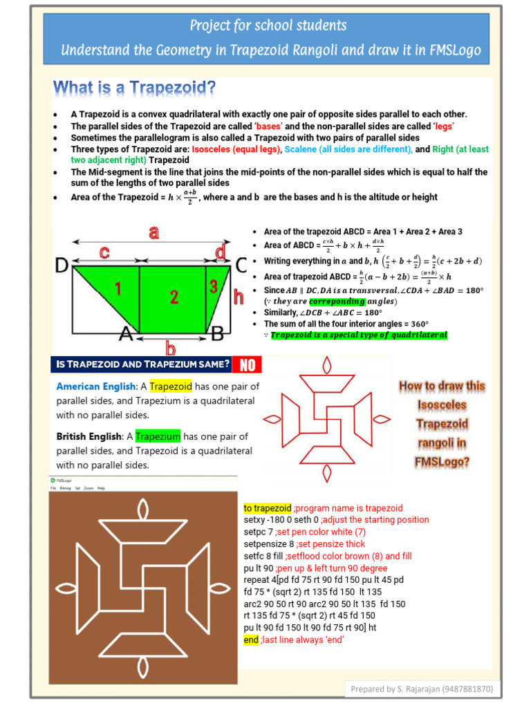 Learn Geometry in Trapezoid Rangoli Using FMSLogo | PDF | Geometry ...