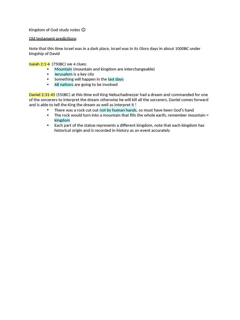 Kingdom of God Study Notes-1 | PDF | Jesus | Kingship And Kingdom Of God