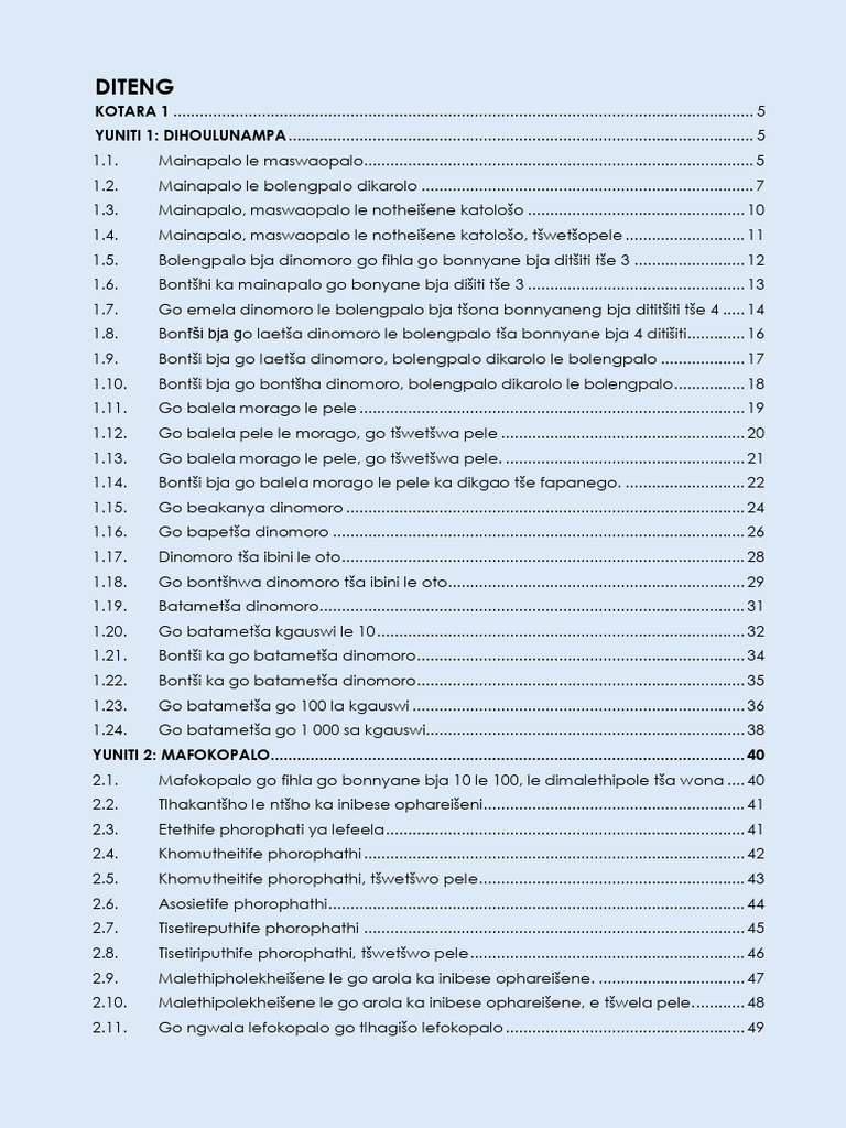 2026 Sepedi Grade 4 Mathematics Learner Book Term 1 & 2 | PDF