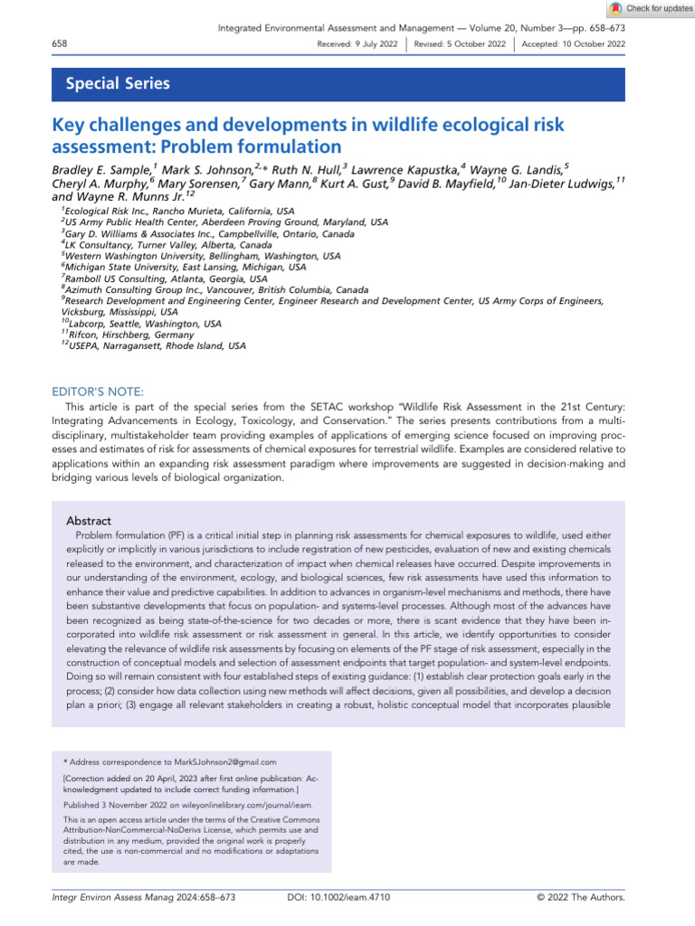 Integr Envir Assess Manag - 2022 - Sample - Key Challenges and ...
