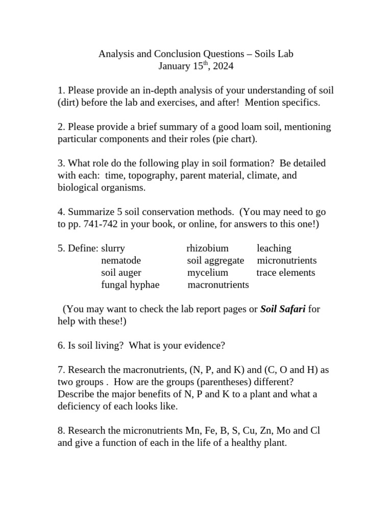 A-c Questions, Soils Lab 2025 (1) | PDF