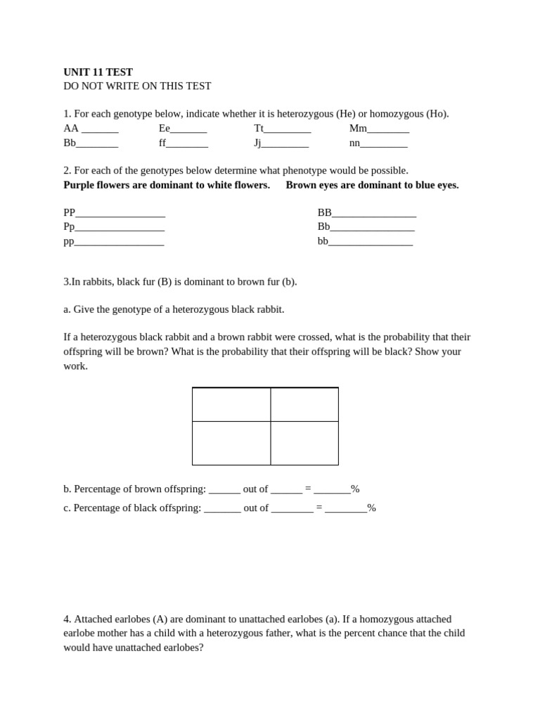 HeredityandGeneticsUnitTest7thGradeScience-1 | PDF | Reproduction ...