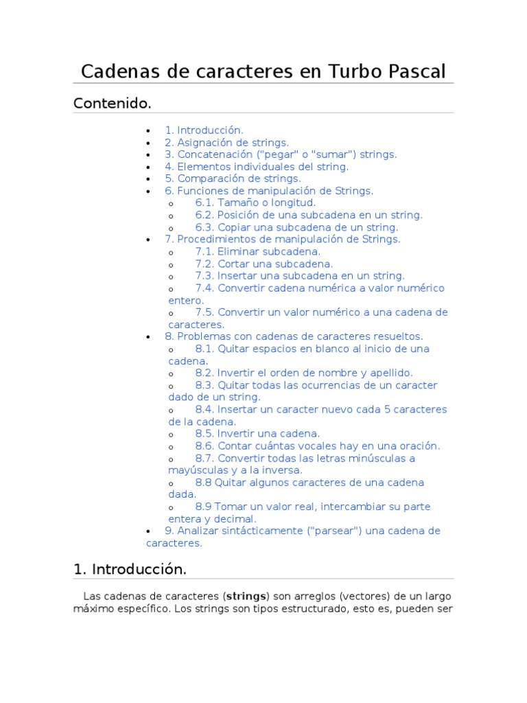 Cadenas de Caracteres en Turbo Pascal | PDF | Cadena (informática) | Ascii