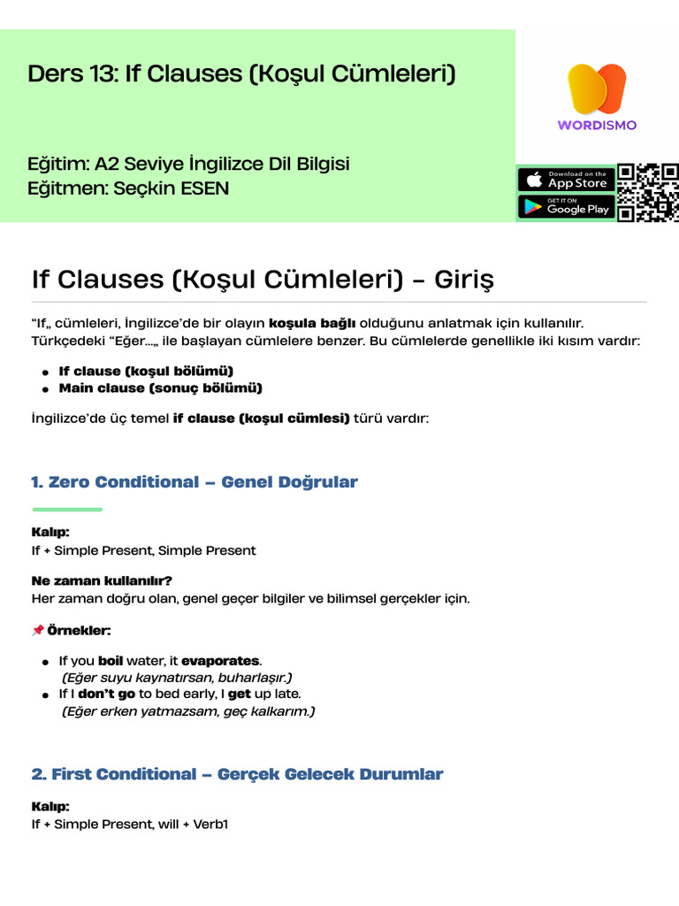 13_If Clauses (Koşul Cümleleri) | PDF