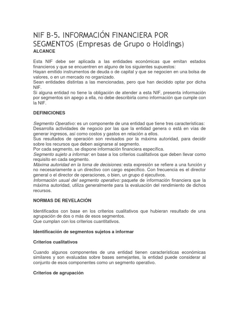 Nif B5 | PDF | Estado de resultados | Información