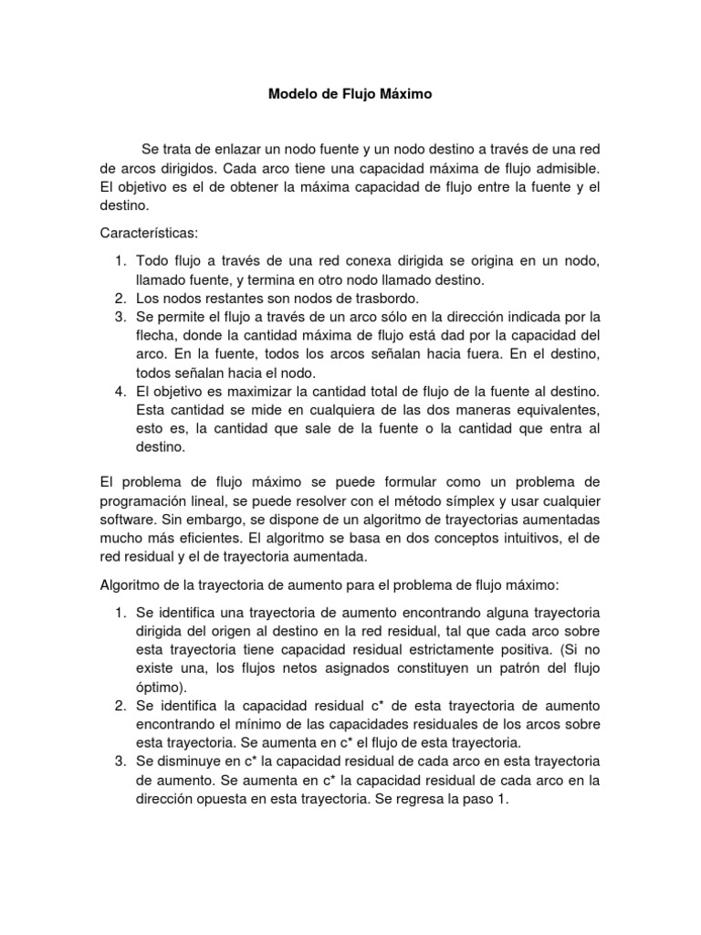 Modelo de Flujo Máximo | PDF | Distribución (comercial) | Algoritmos