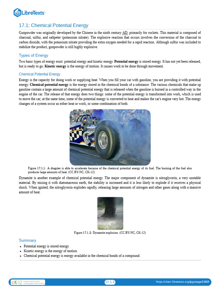 17.01 Chemical Potential Energy | PDF | Chemical Substances | Explosion